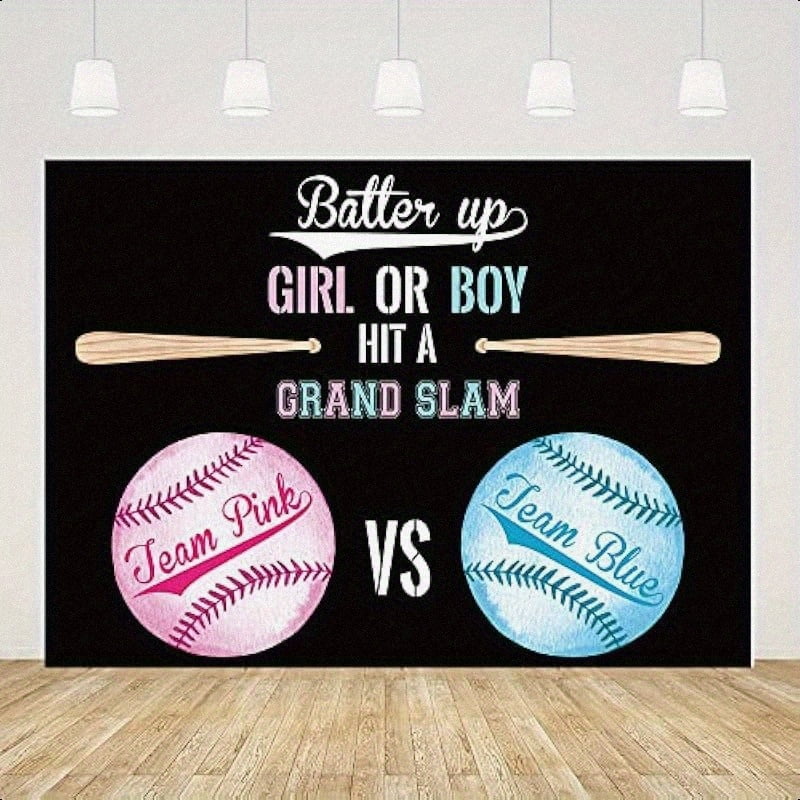 Baseball Gender Reveal Backdrop Girl or Boy Black Team Pink or Team ...