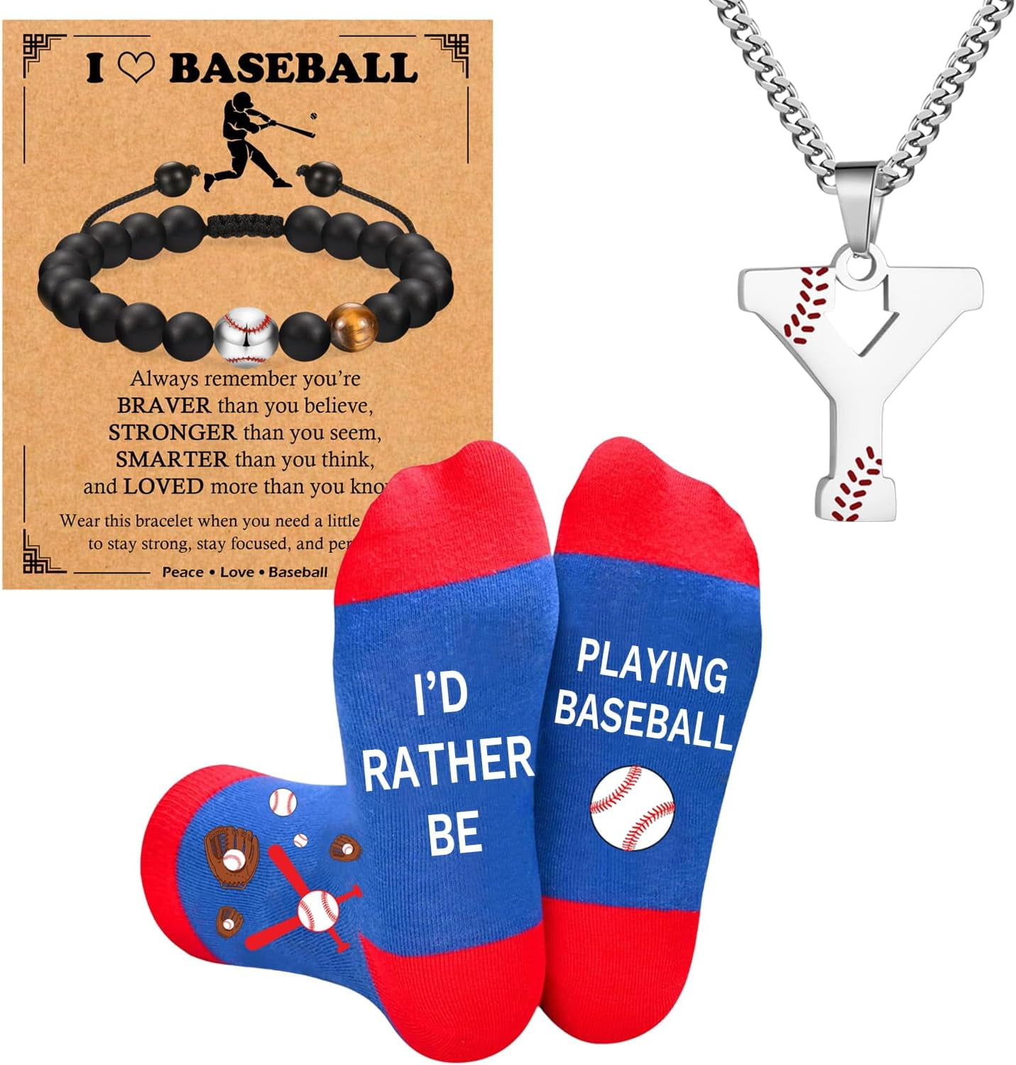 Baseball Gifts Set A-Z Letter Soccer Necklace for Men Novelty Baseball ...