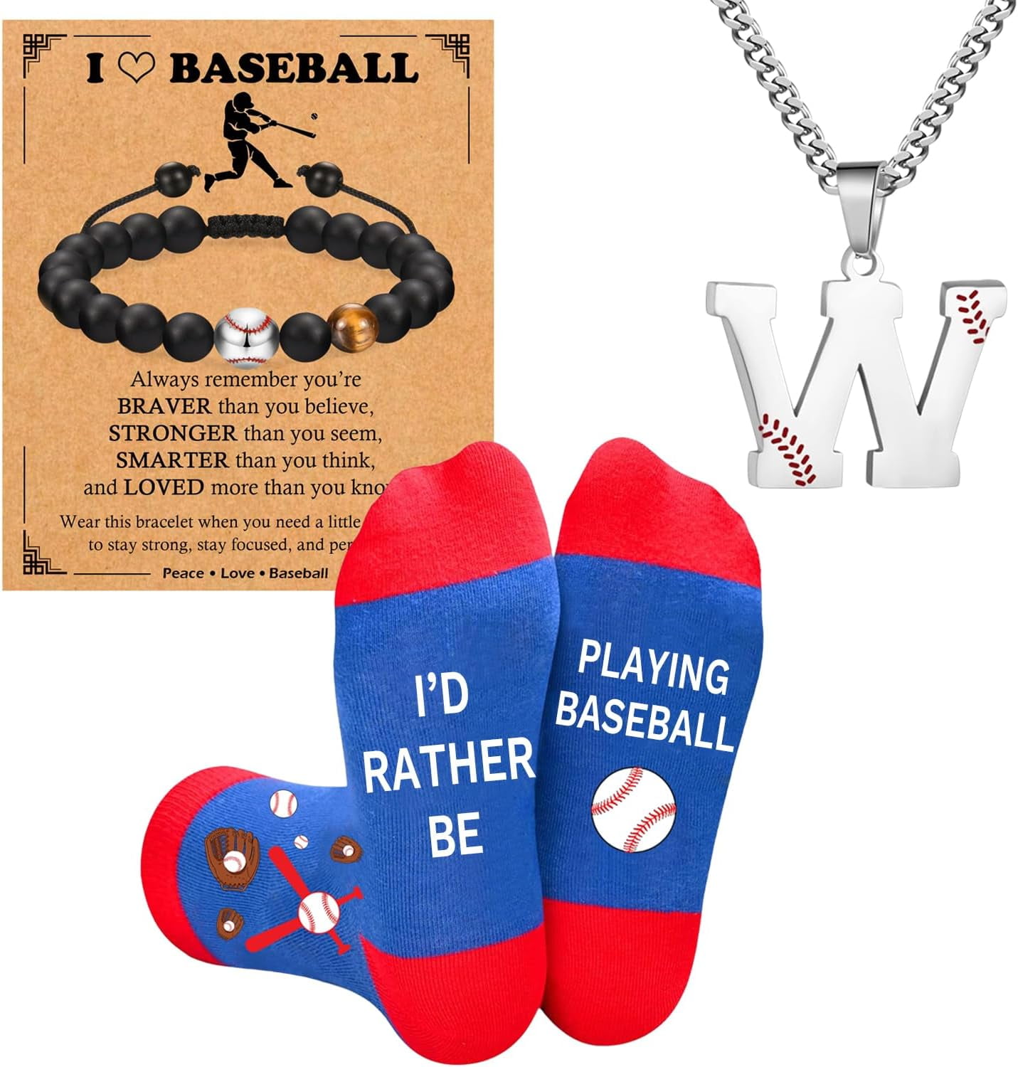 Baseball Gifts Set A-Z Letter Soccer Necklace for Men Novelty Baseball ...