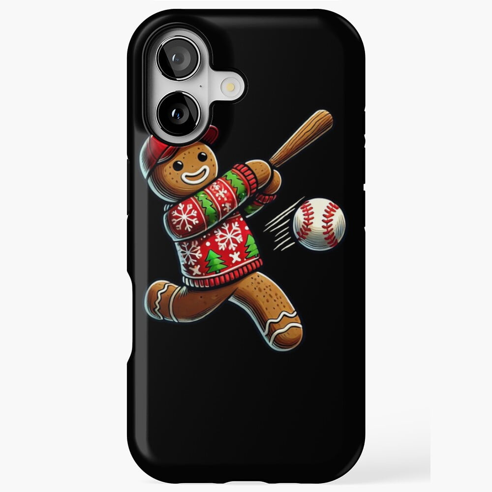 Baseball Gingerbread Man Funny Holiday Phone Case with iPhone 17 11 12 ...
