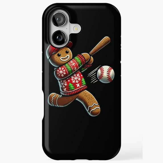 Baseball Gingerbread Man Funny Holiday Phone Case with iPhone 17 11 12 ...