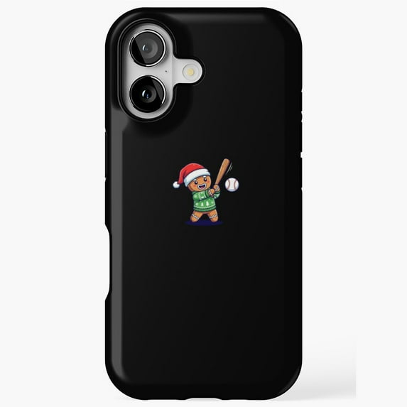 Baseball Gingerbread Man Holiday Gift Phone Case with iPhone 17 to 11 ...