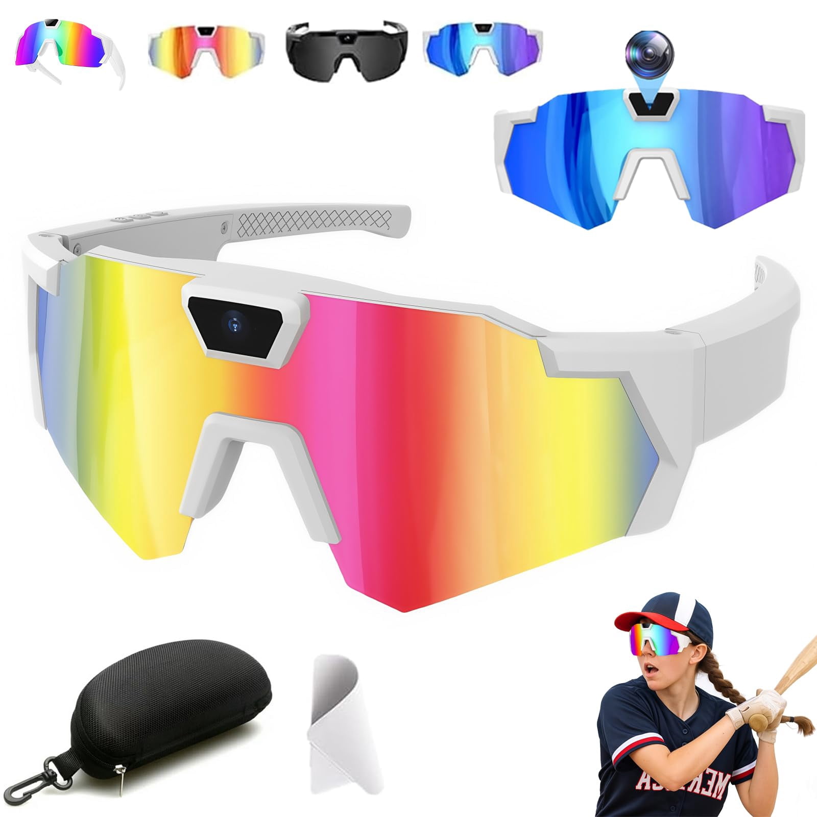 Baseball Glasses with Camera, Baseball Sunglasses with Camera, 4K Video ...