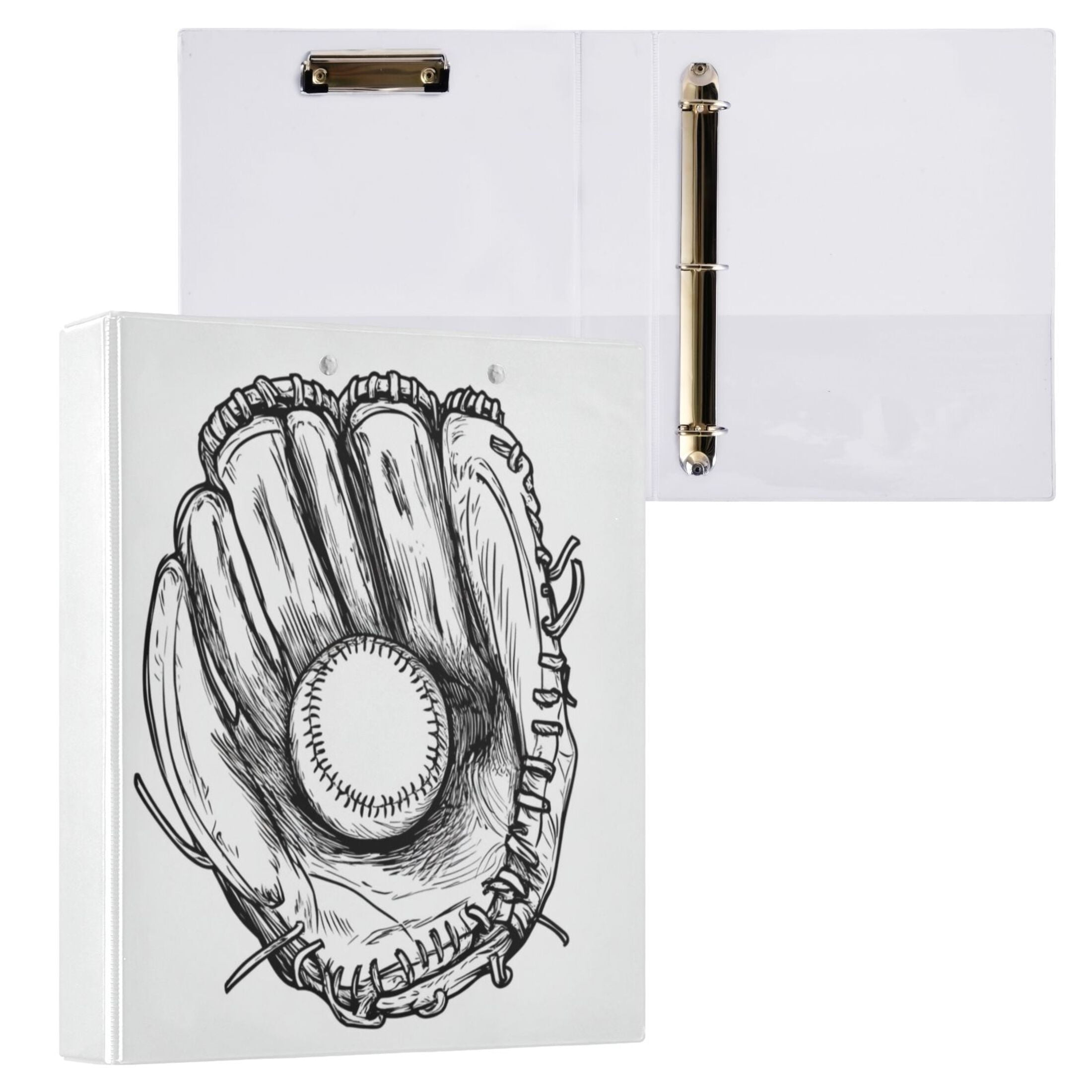 Baseball Glove Pattern 3 Ring Hardcover Binders 1.5in Round Rings for ...