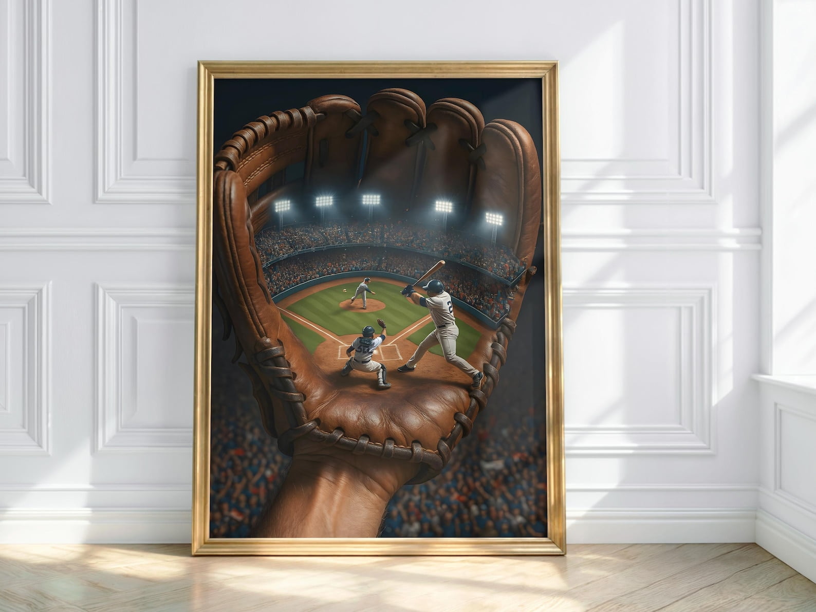 Baseball Glove Stadium Illusion Poster Dramatic Game Moment Sports Wall ...