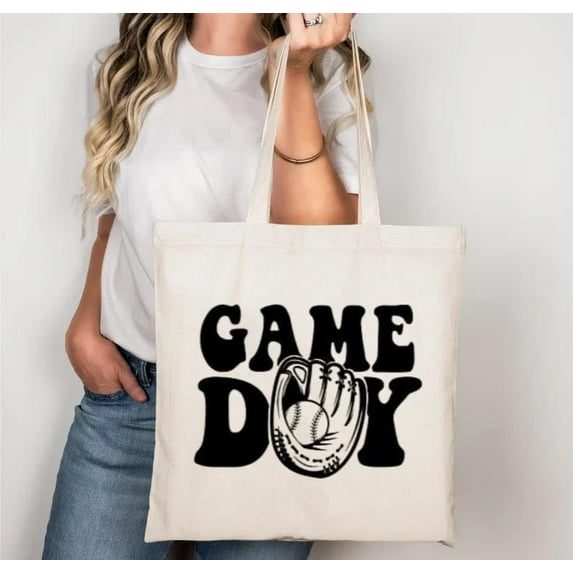 Baseball Glove Typography Tote Bag with Bold Letter Design, a gift just ...