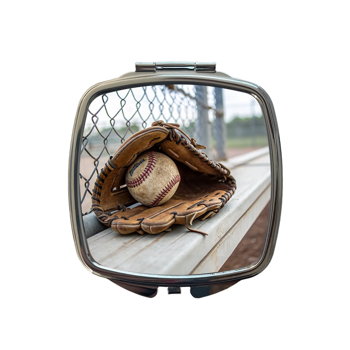 Baseball Glove With Baseball on Dugout Bench Travel Makeup Handbag ...
