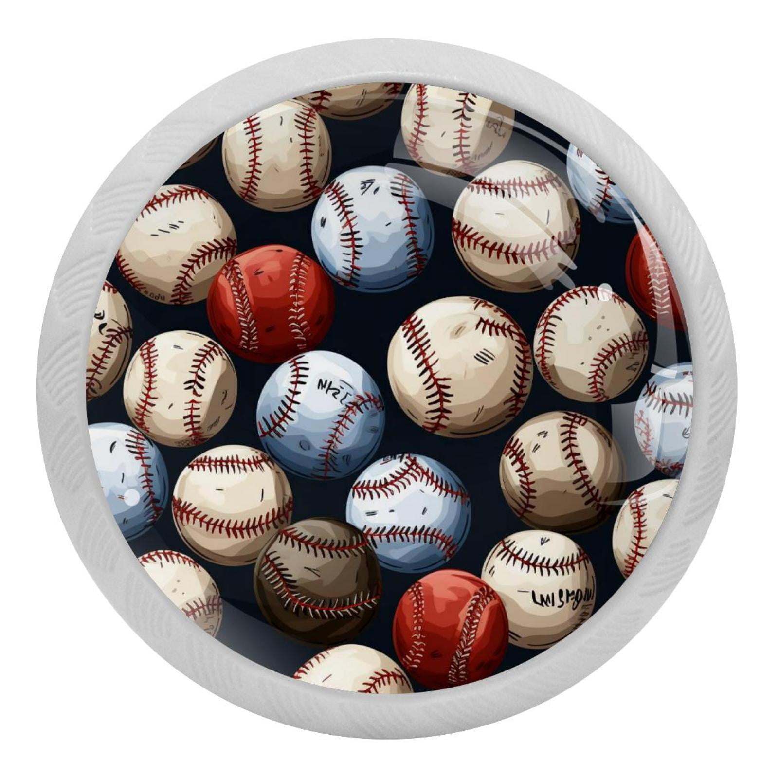 Baseball Glow-in-the-Dark Fluorescent Drawer Pulls with Screws - 4-Pack ...