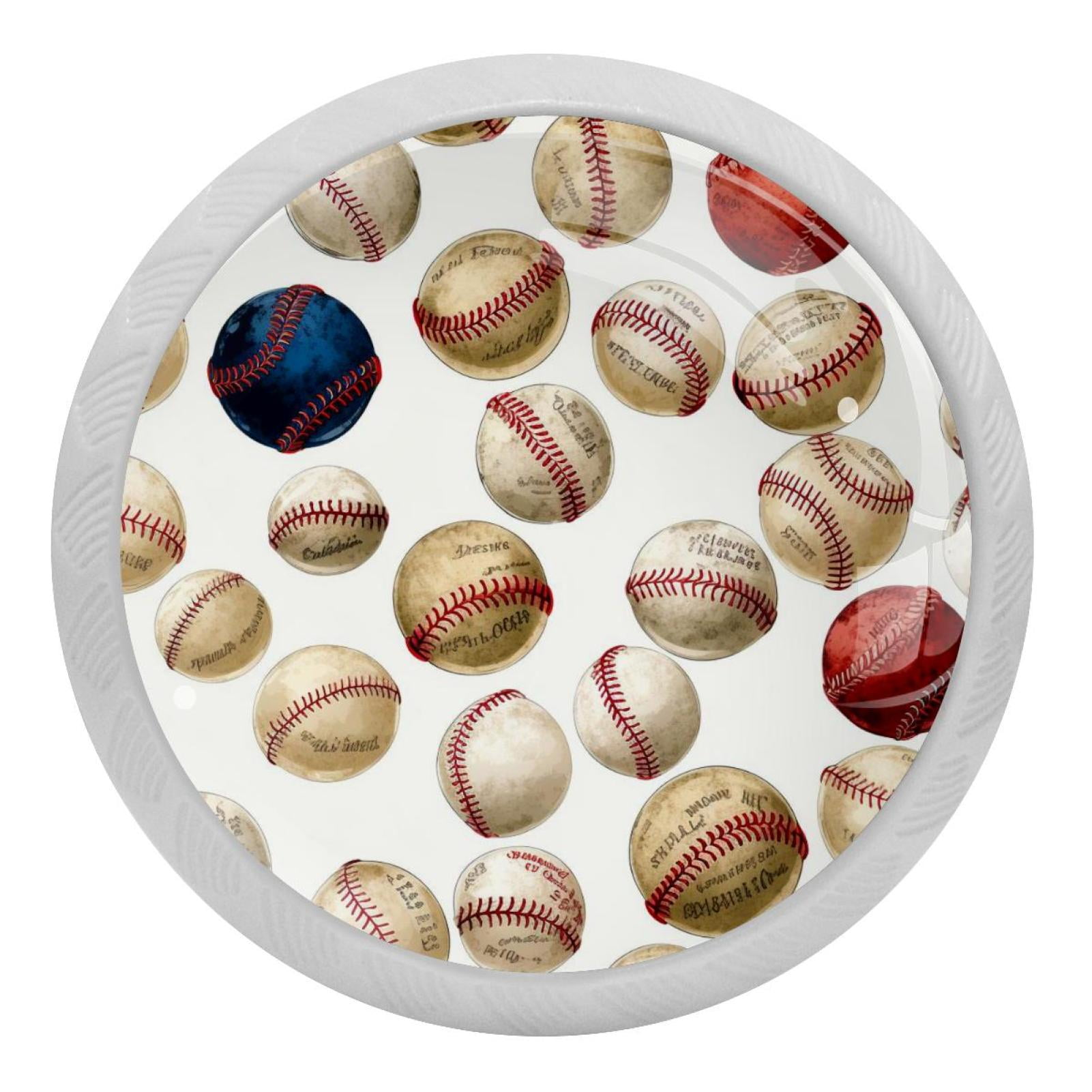 Baseball Glow-in-the-Dark Fluorescent Drawer Pulls with Screws - 4-Pack ...