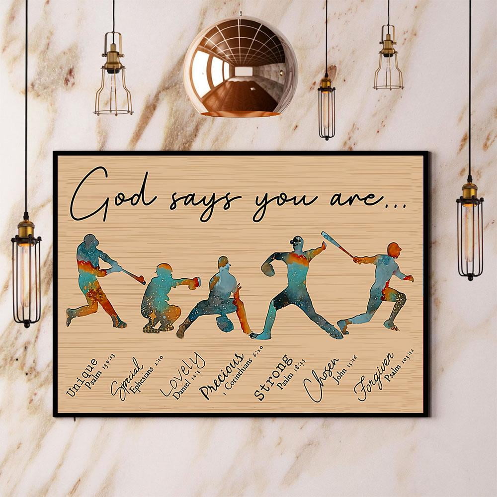 Baseball God Says You Are Unique Special Lovely Paper Poster No Frame ...