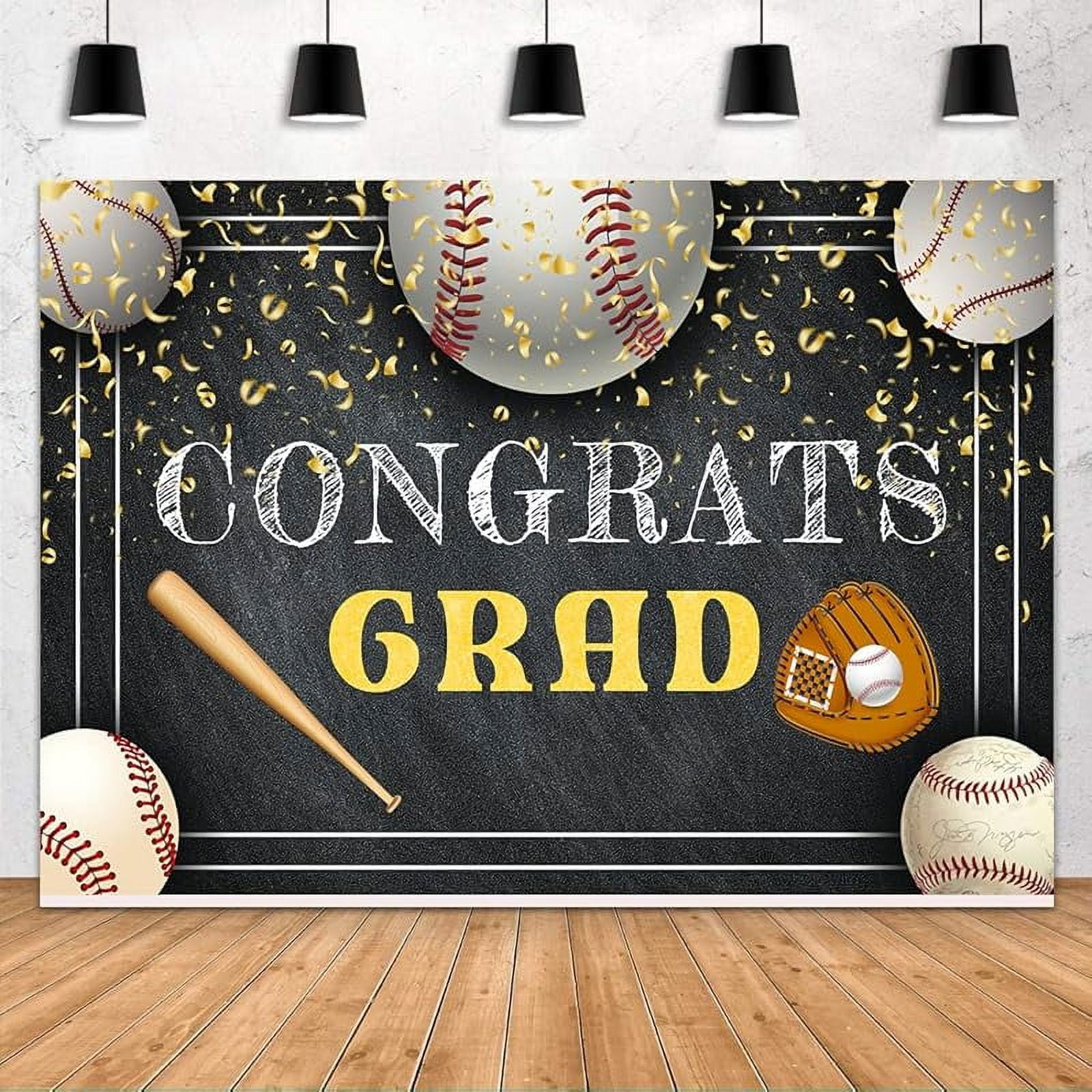 Baseball Graduation Party Backdrop Bat Gloves Photo Background ...