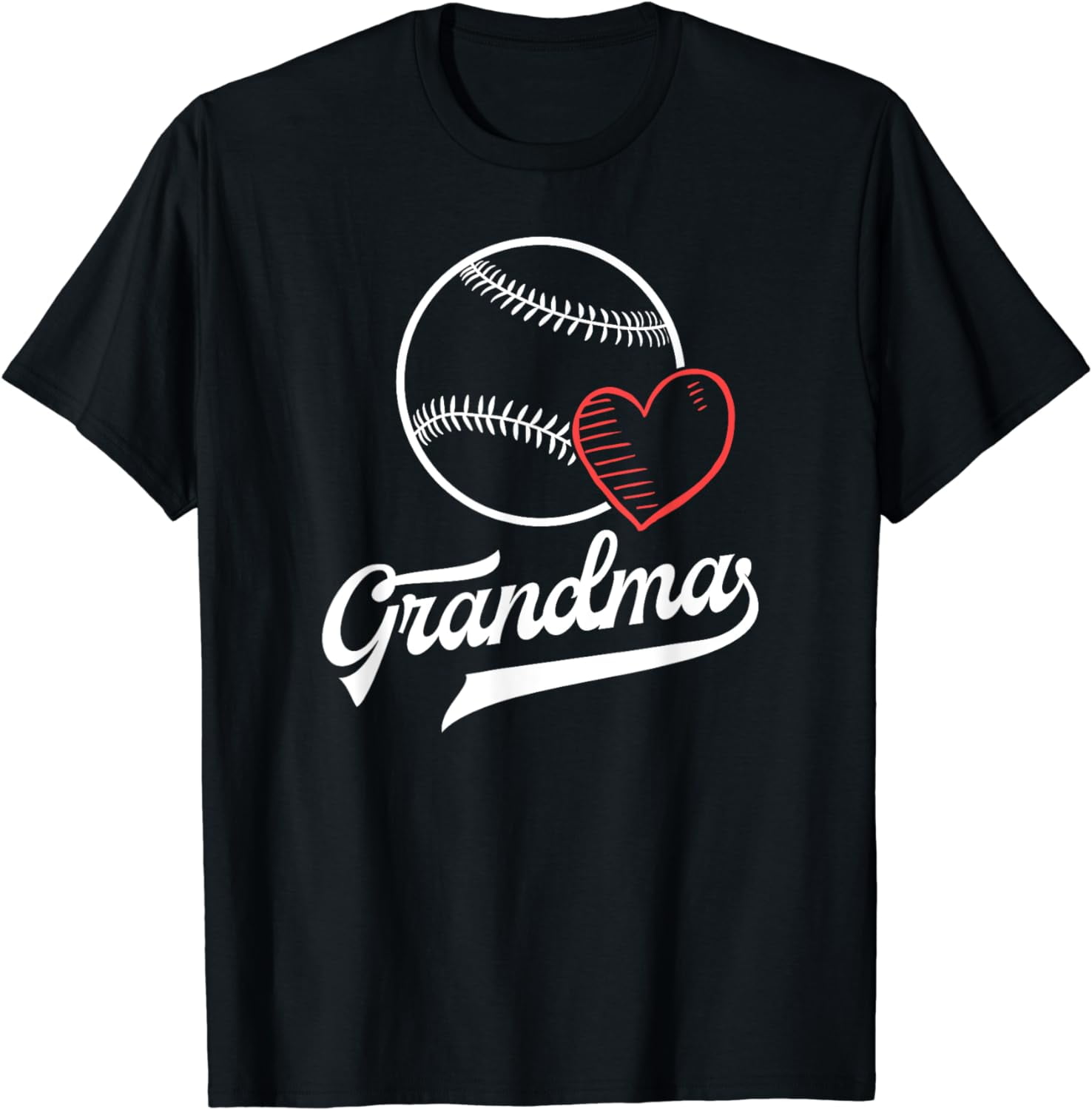Baseball Grandma Shirts For Women Heart Grandson School T-Shirt ...