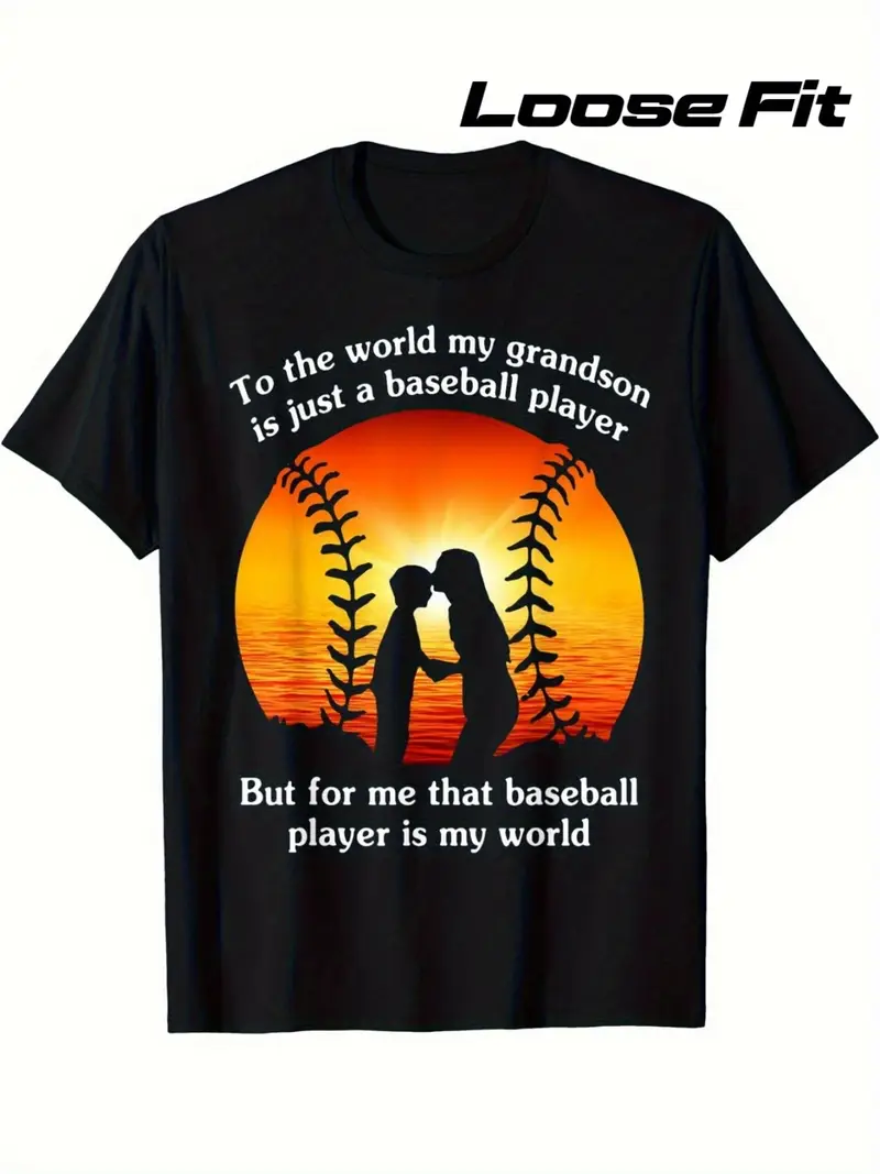 Baseball Grandson Player Quote Men Grandpa Gift 100% Cotton Loose Fit ...