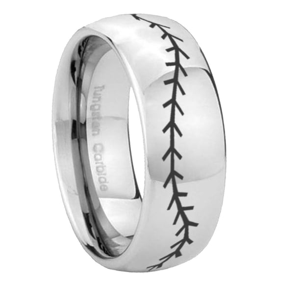 Baseball Gray High Polish Dome Tungsten Men Ring 10MM - Walmart.com