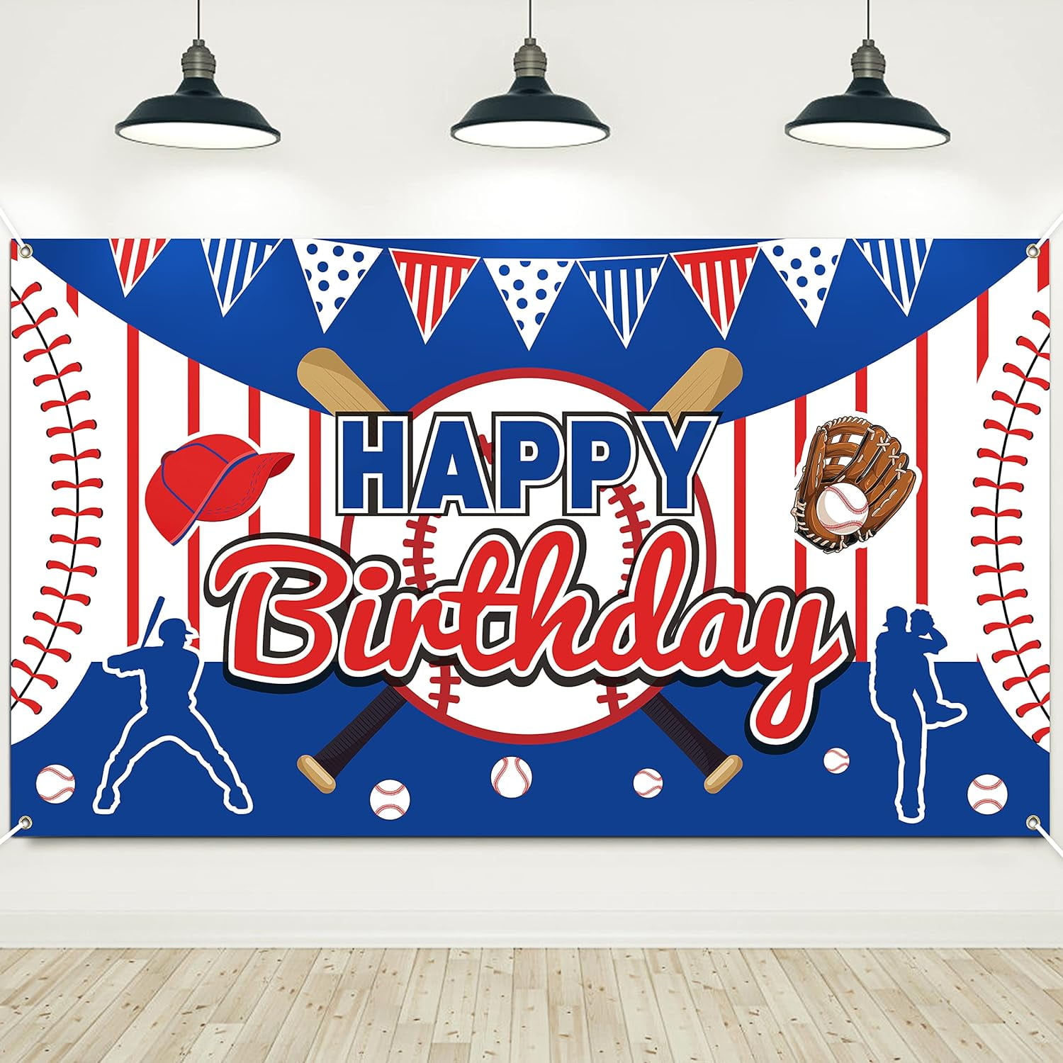 Baseball Happy Birthday Backdrop Banner Baseball Sports Themed Party ...