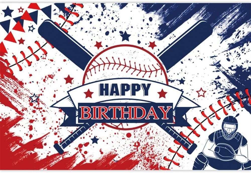 Baseball Happy Birthday Backdrop Baseball Bat Theme Boy Birthday Party ...