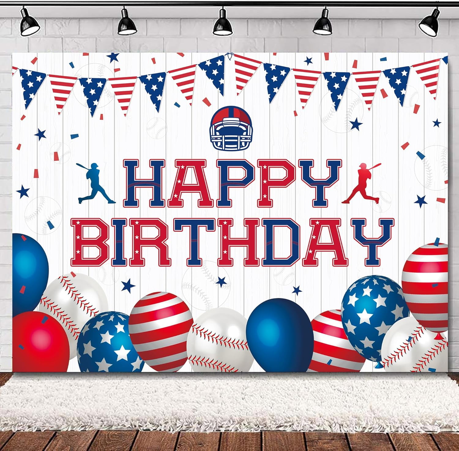 Baseball Happy Birthday Backdrop Boy Kids Sports Ball Cartoon Cute ...