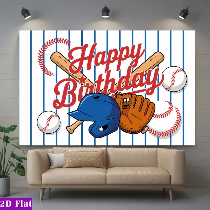Baseball Happy Birthday Backdrop Event Decoration Home Garden Farm Room ...