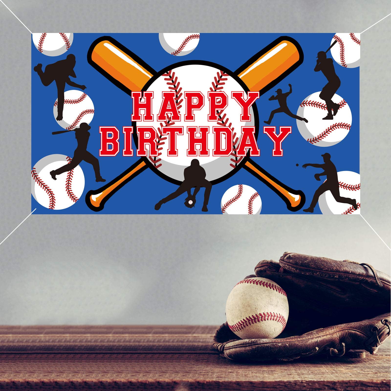 Baseball Happy Birthday Banner Sports Theme Birthday Party Supplies ...