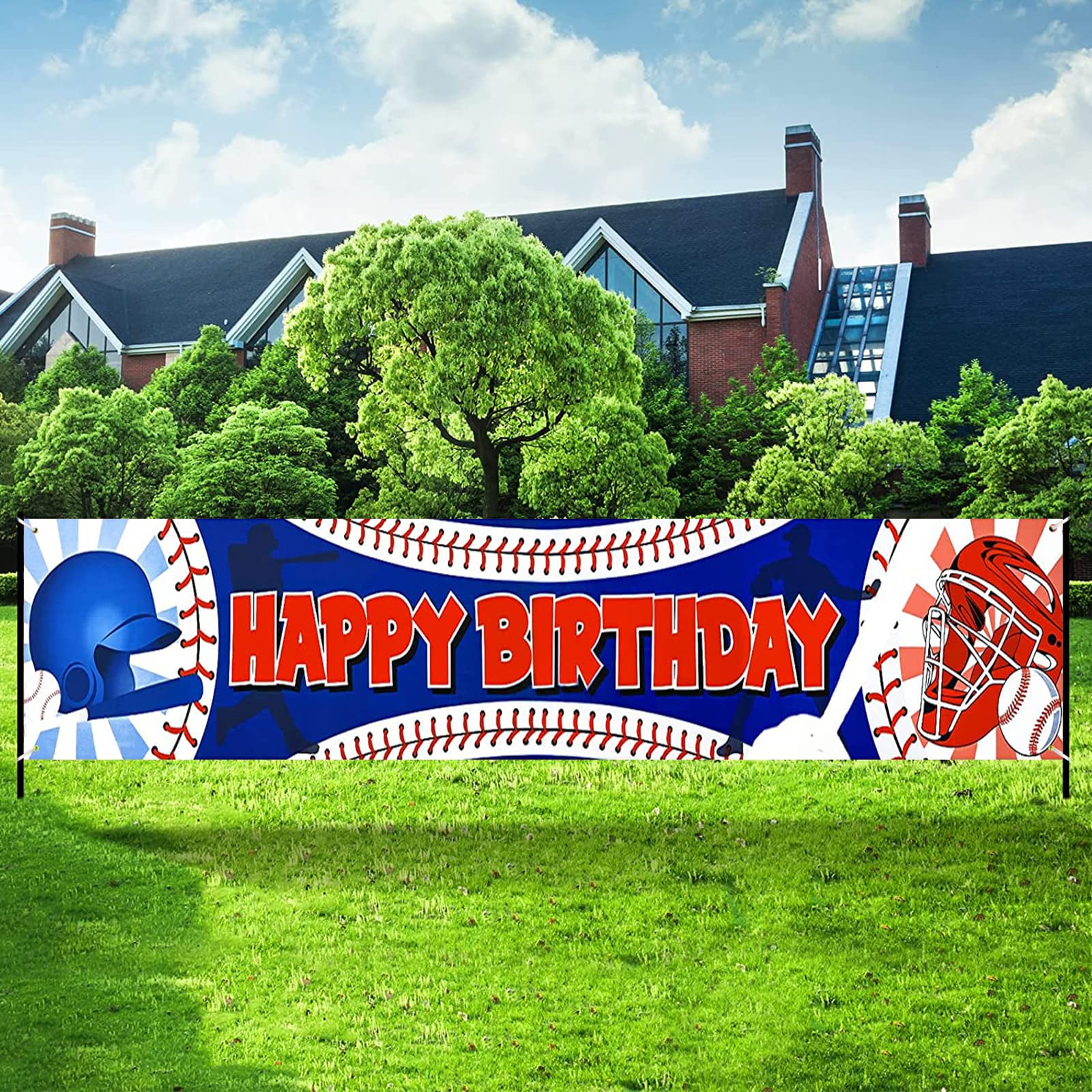 Baseball Happy Birthday Banner Sports Theme Birthday Party Supplies ...