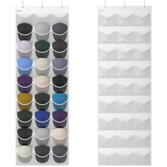 Baseball Hat Rack, 27 Pocket Over-The-Door Hat Organizer with Clear ...