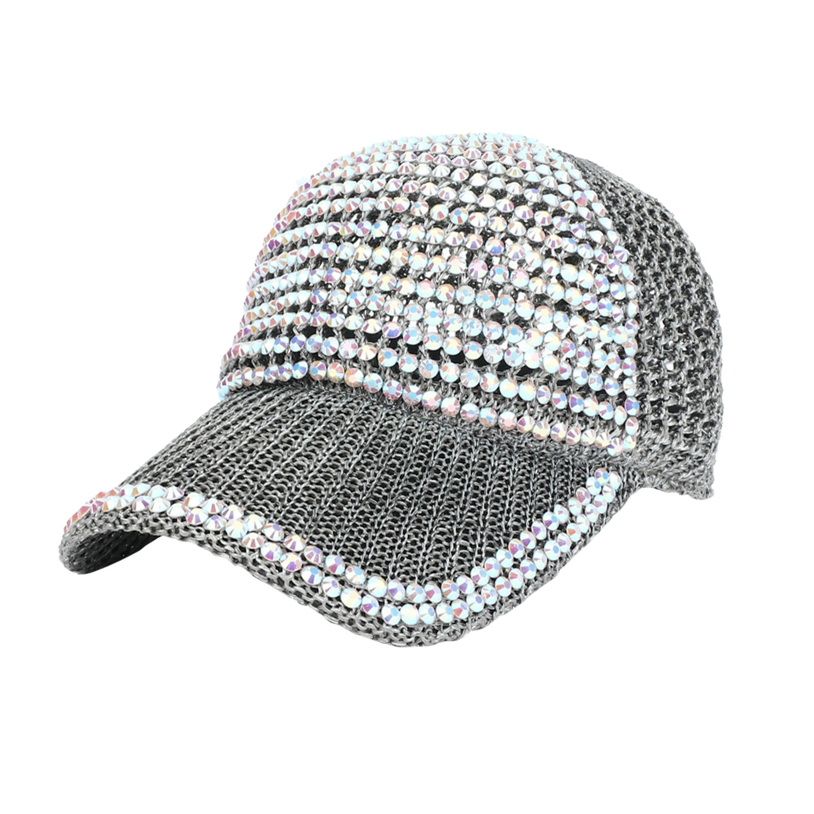 Baseball Hat Sun Caps Women Men Studded Rhinestone Crystals Adjustable ...