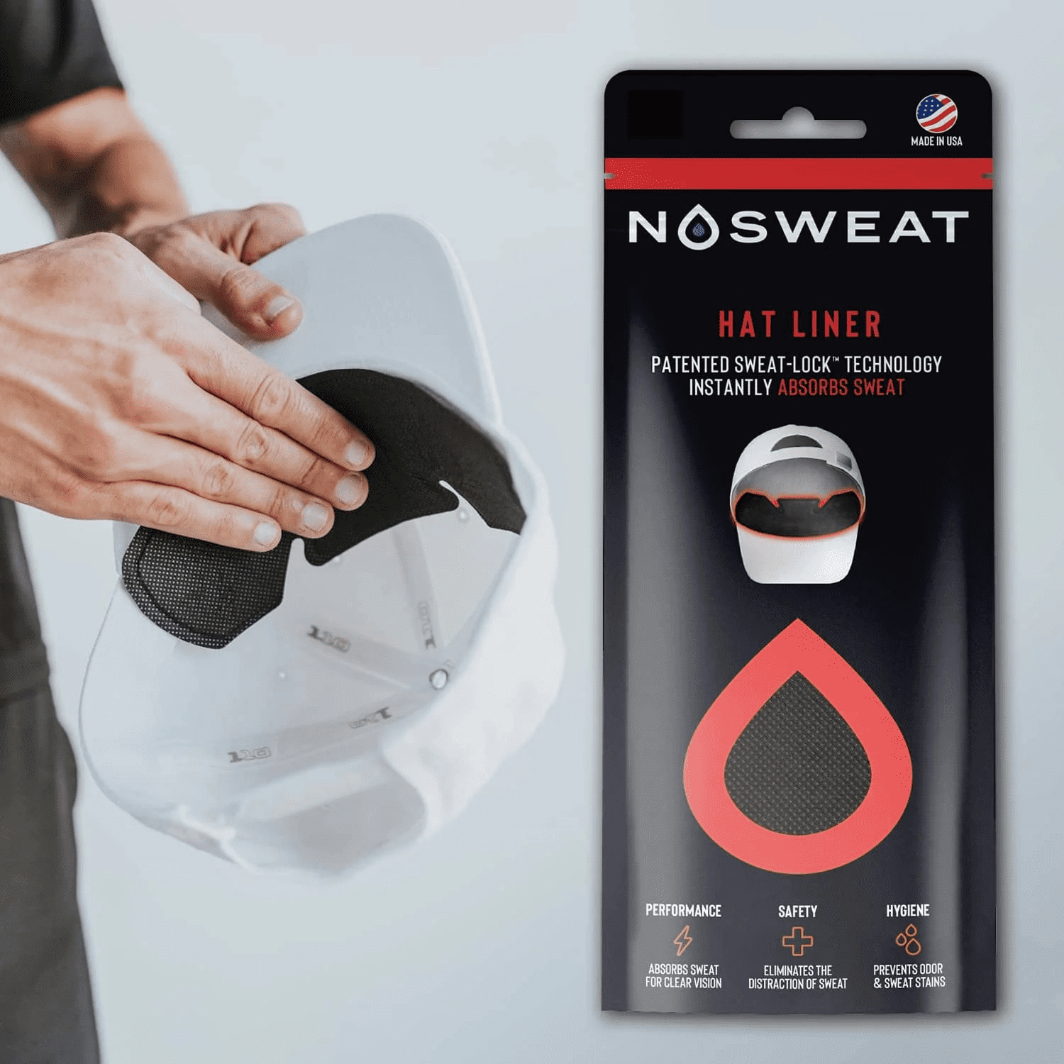 NoSweat Baseball Hat Sweat Liners, Cooling Sun Hat Liners, 6 Pack, Made ...