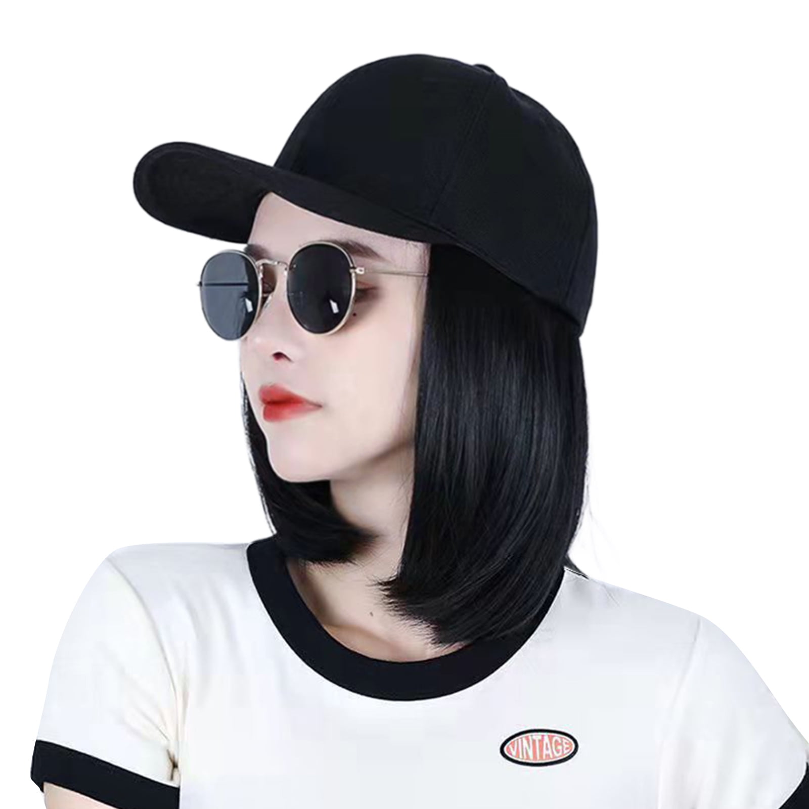 Baseball Hat Women Baseball Cap With Hair Extensions For Women Straight ...
