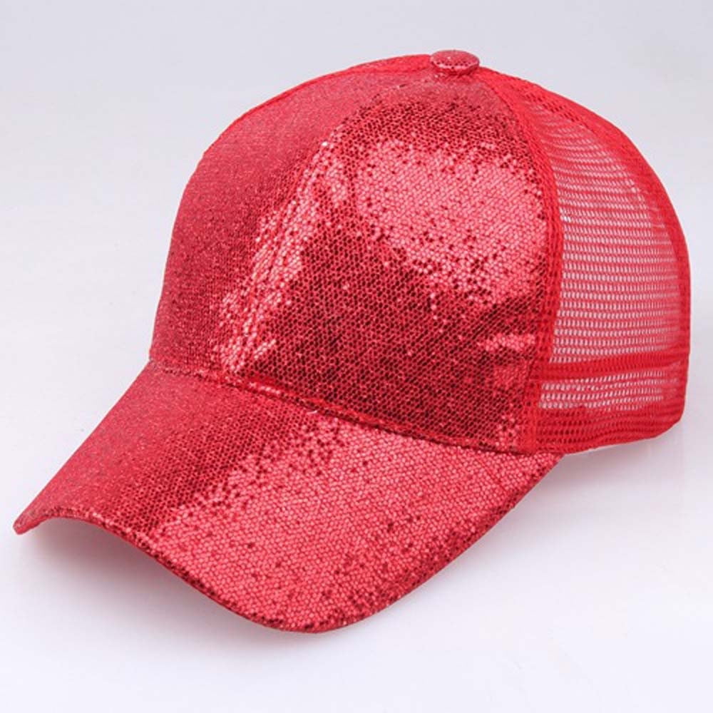 Baseball Hats for Women! Fadeal Women Girl Ponytail Baseball Cap Sequins Shiny Messy Bun ...