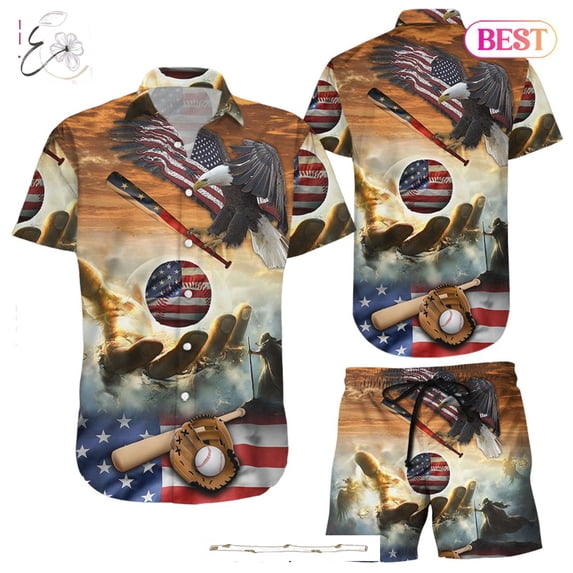 Baseball Hawaiian Shirt 4th Of July Eagle USA Independent Day Baseball ...