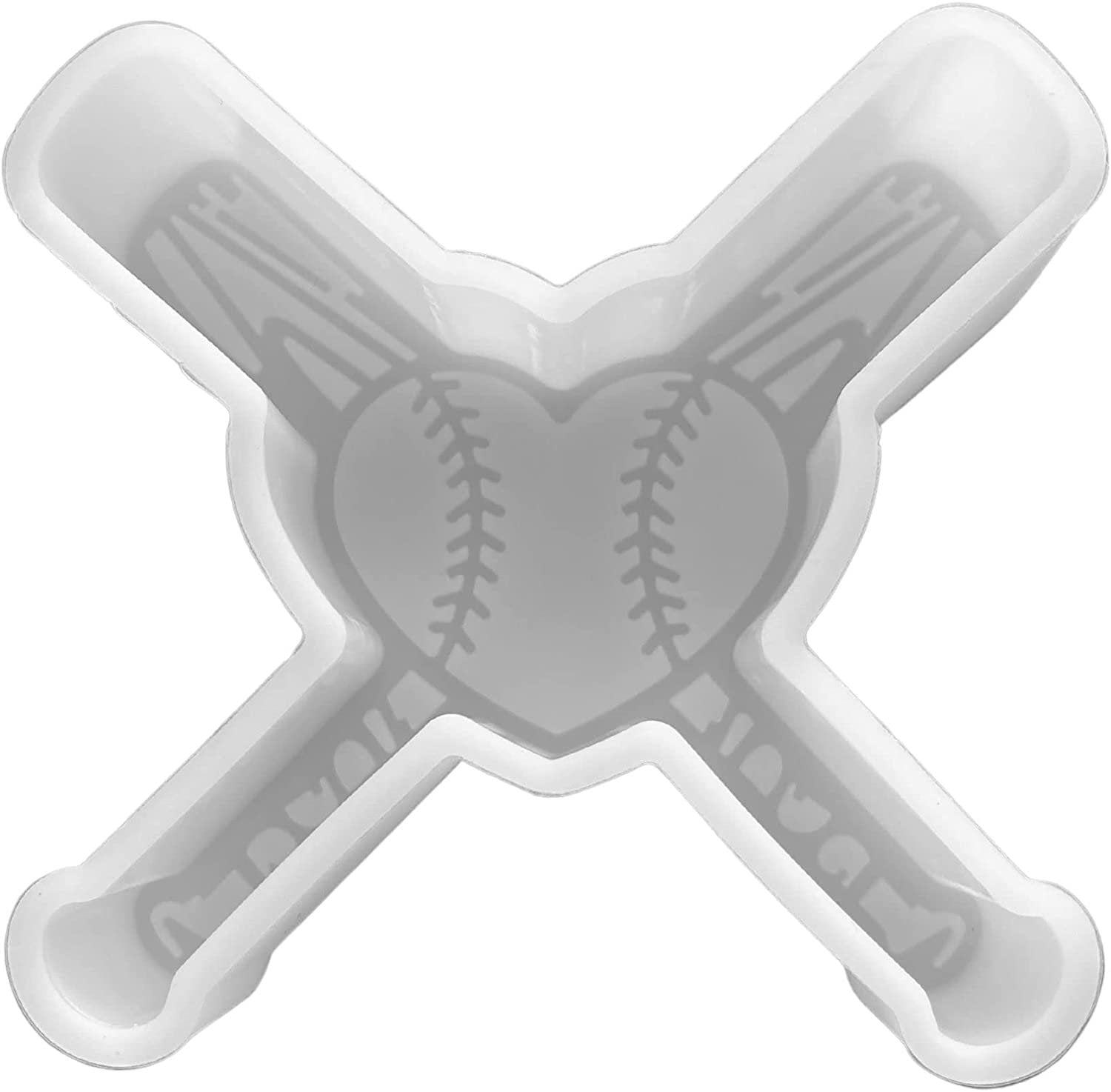 Baseball Heart and Crossed Bats Freshie Mold Size 4" Wide x 3.75" Long ...