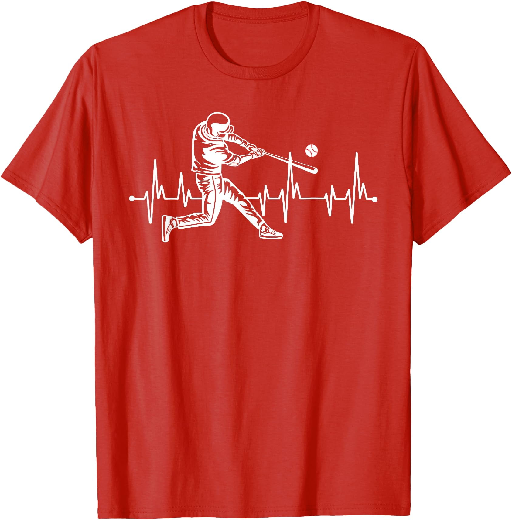 Baseball Heartbeat Funny Sport Player Softstyle Unisex T-Shirt,Red ...