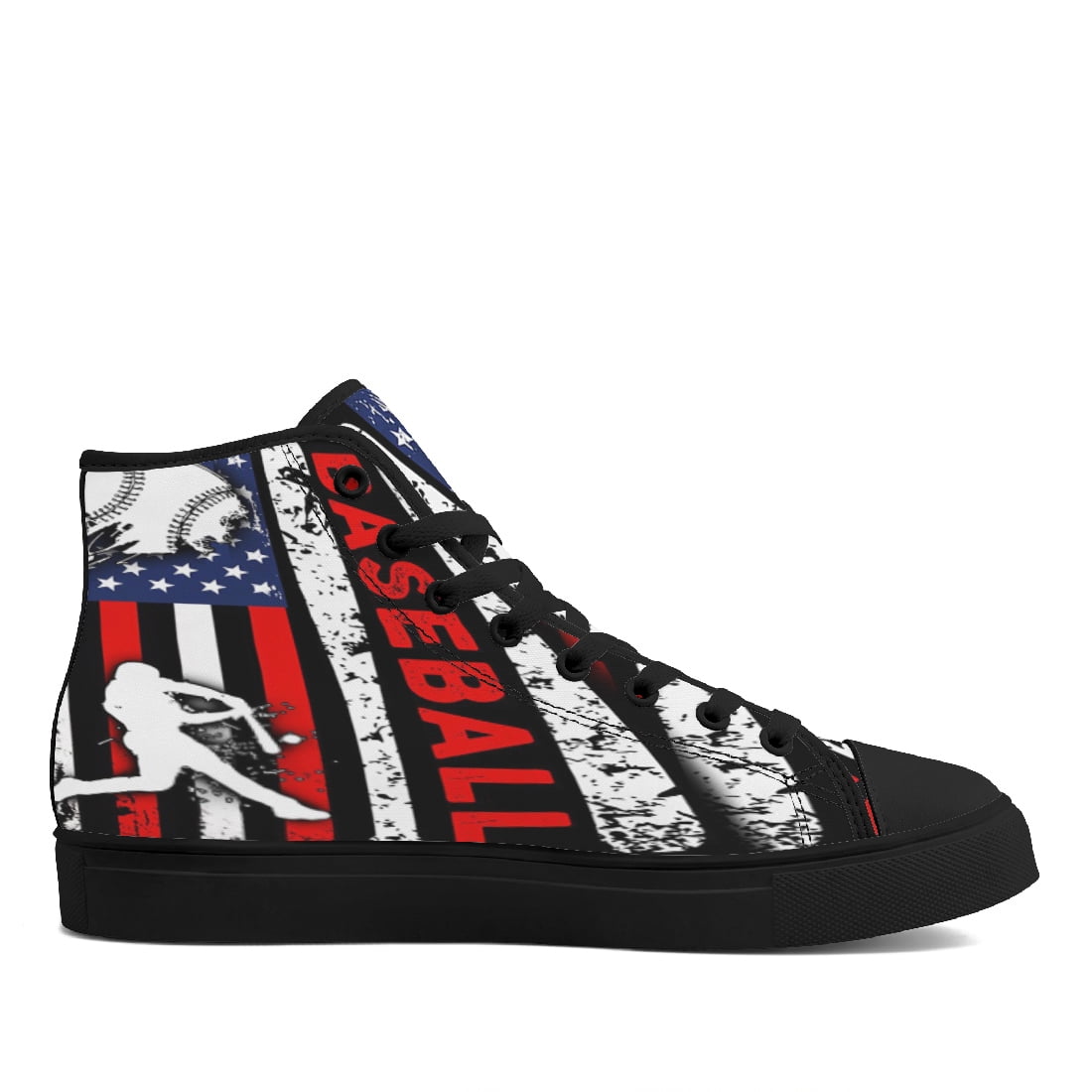 Baseball High Top Canvas Shoes Sneakers Black Size 11.5 - Walmart.com