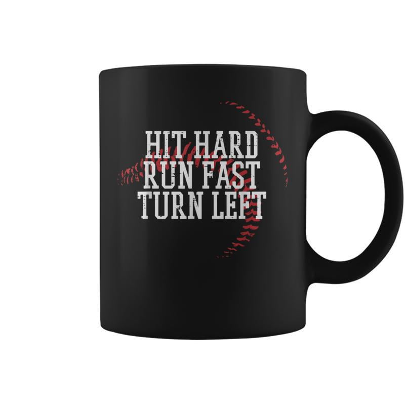 Baseball Hit Hard Run Fast Turn Left Boys Kid N Youth Coffee Mugs ...