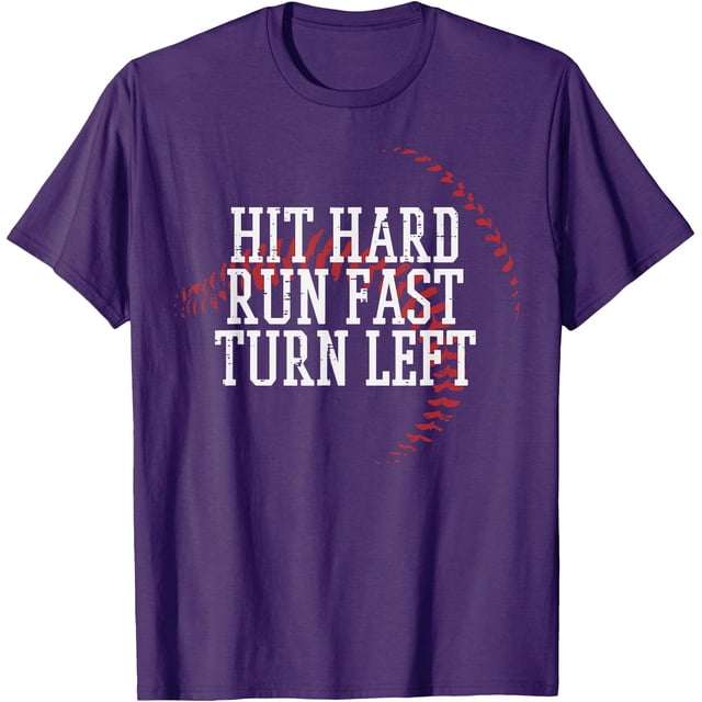 Baseball Hit Hard Run Fast Turn Left Modern Art Softstyle Unisex T ...