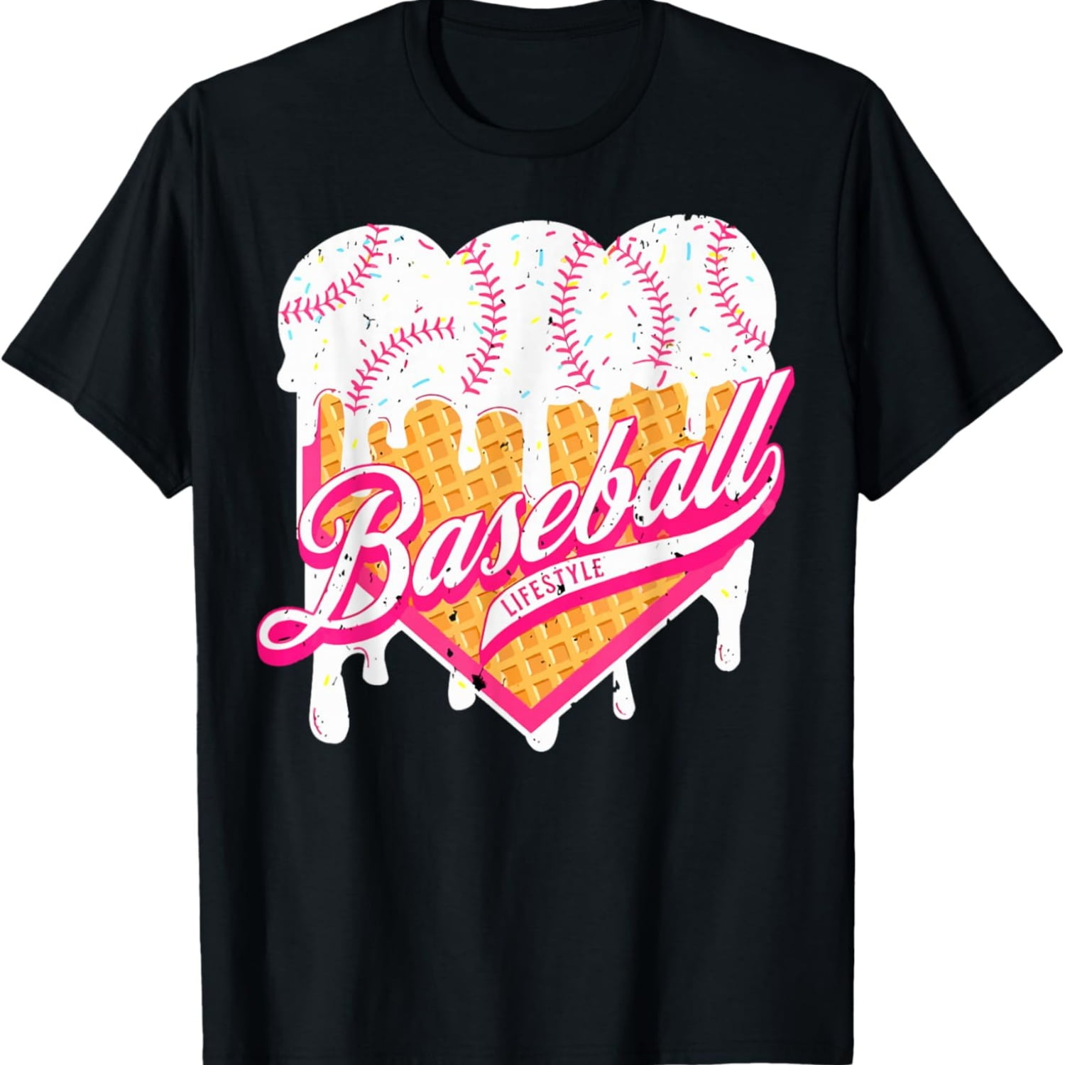 Baseball Home Plate Dfor s Ice Cream Spinkle T-Shirt - Walmart.com