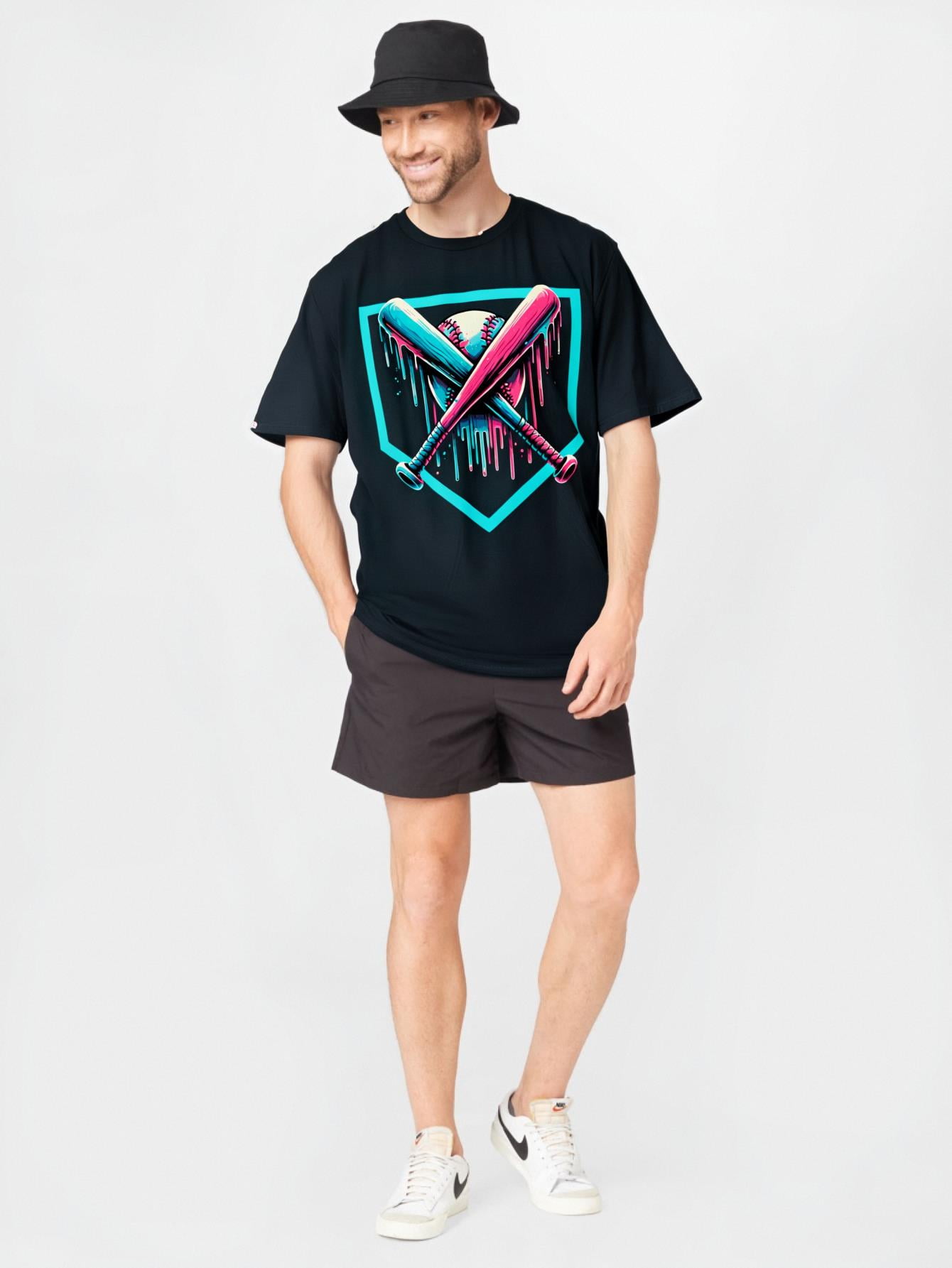 Baseball Home Plate Drip Baseball Bat, Baseball Drip T-Shirt-100% ...