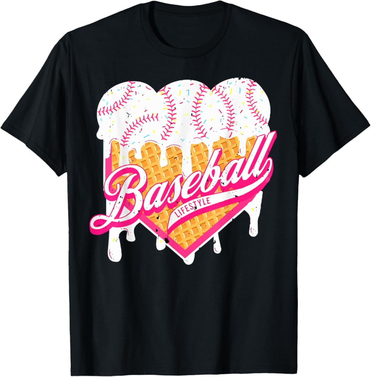 Baseball Home Plate Drip For Ice Cream Spinkle Unisex Men Women T-Shirt ...