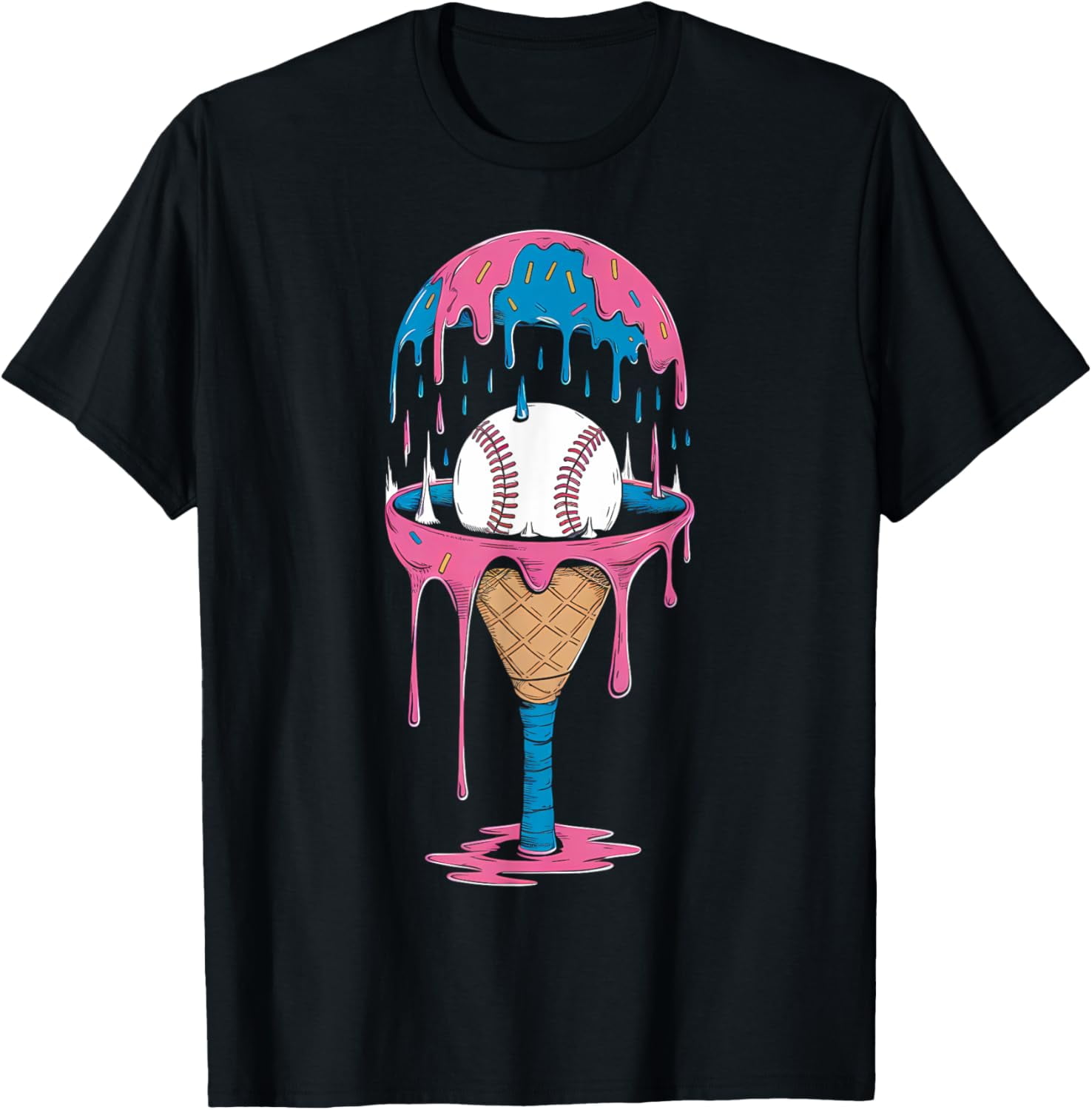 Baseball Home Plate Drip Ice Cream Sprinkles, Baseball Bat T-Shirt ...