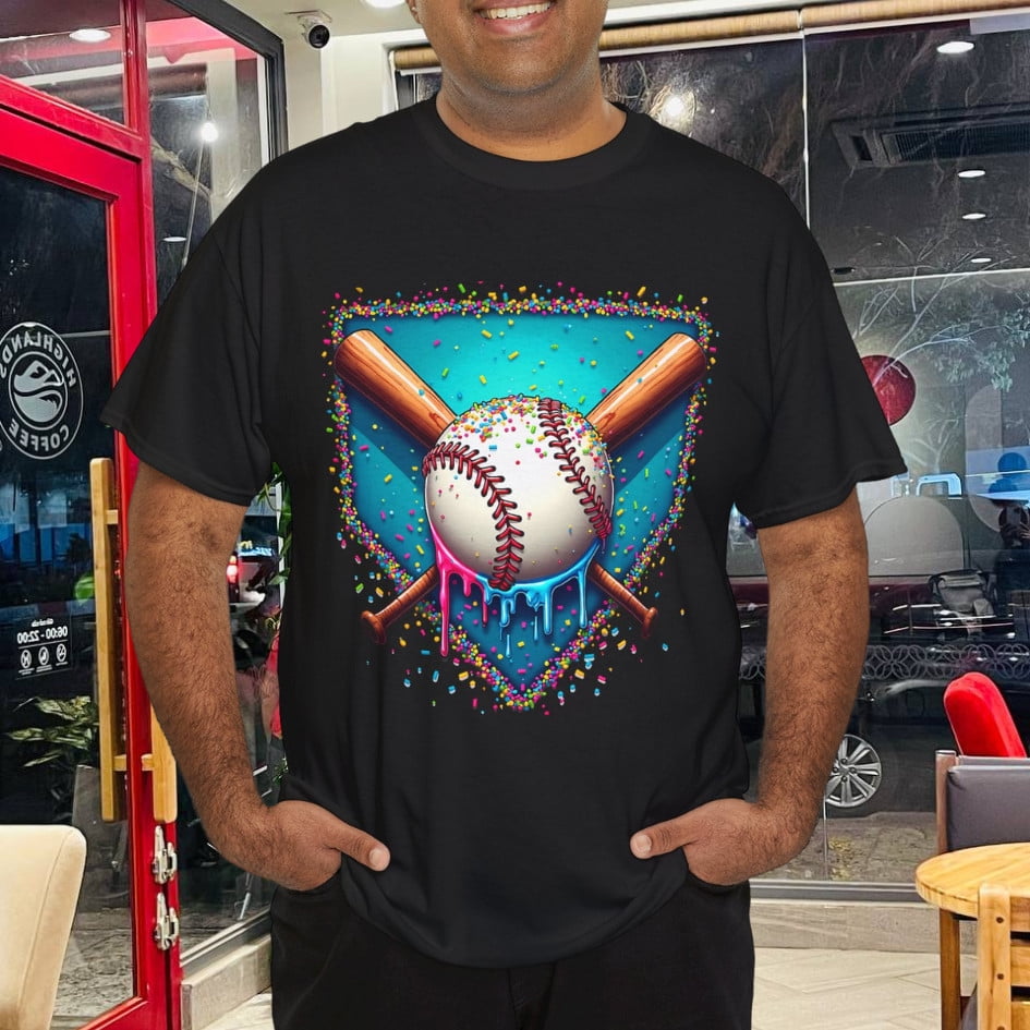 Baseball Home Plate Drip Ice Cream Sprinkles Design Lover T-Shirt ...