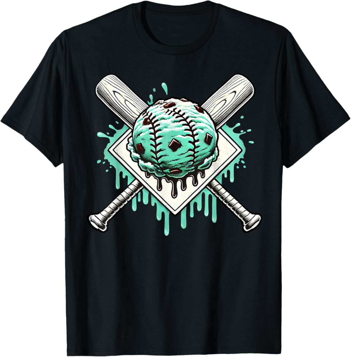 Baseball Home Plate Drip Mint Chocolate Chip Spinkle Unisex Men Women T ...