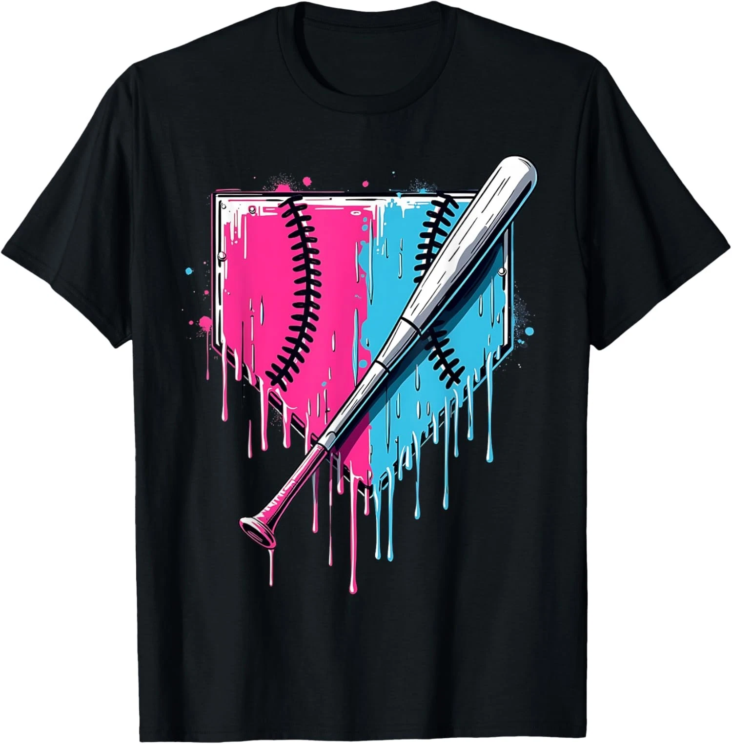 Baseball Home Plate Drip Sprinkles Drip Ice Cream Bat Unisex T-Shirt ...