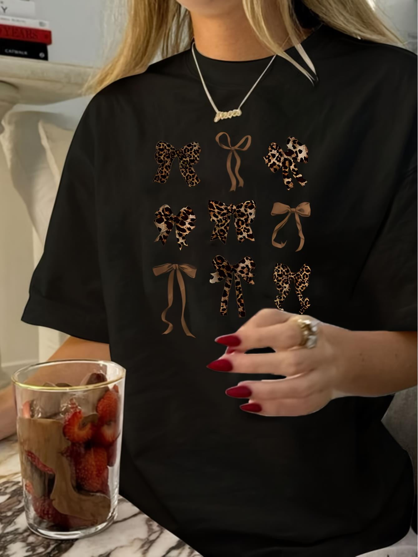 1pc Vintage Geometric-Patterned T-Shirt for Women, 100% Polyester Knit ...