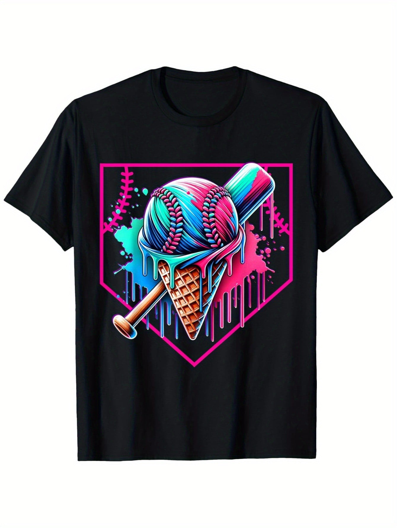 Baseball Home Plate Drip for Boys baseball Ice Cream Spinkle T-Shirt ...