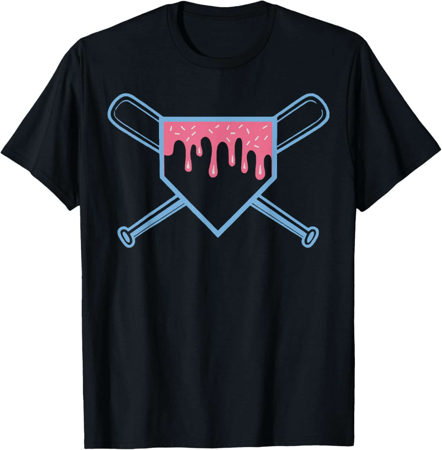 Baseball Home Plate Ice Cream Drip with Sprinkles for Boys T-Shirt ...