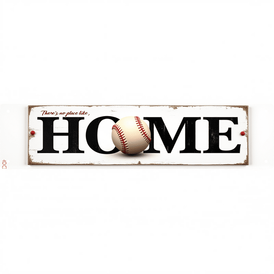 Baseball Home Sign 16*4 Inches "HOME" Living Room Man Cave Baseball ...