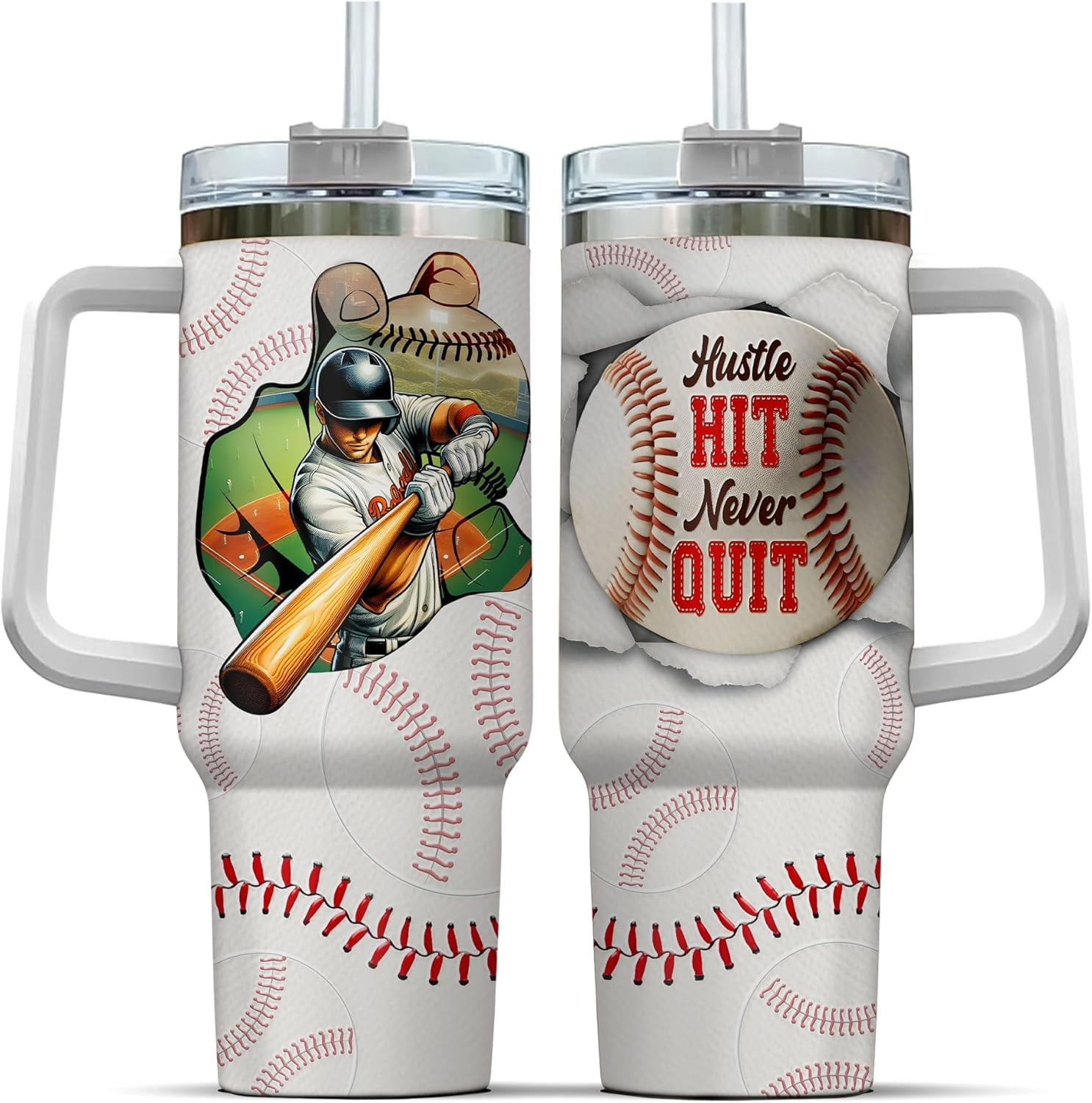 Baseball Hustle Hit, Simple Life Women Tumblers White Handle Modern ...