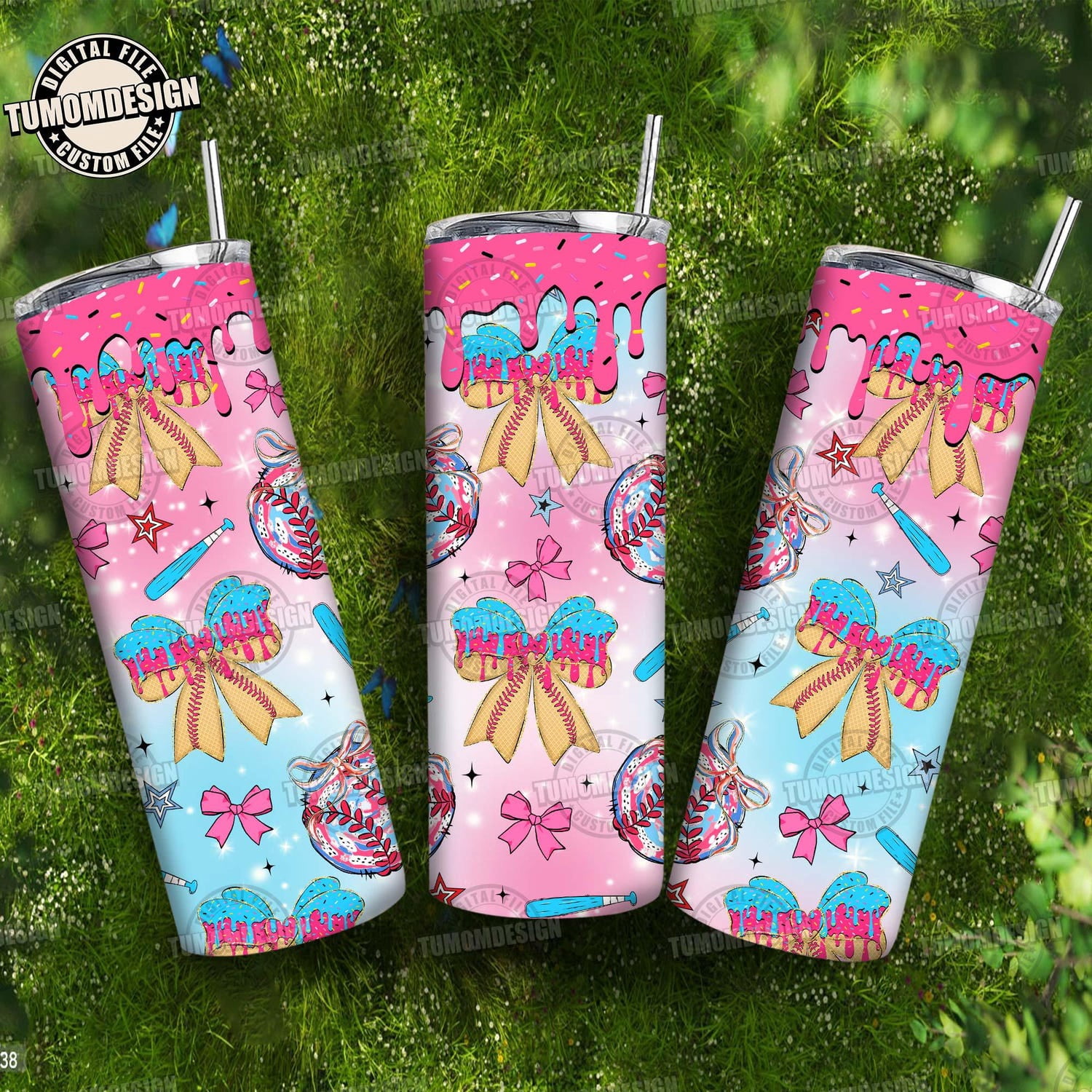 Baseball Ice Cream Drip 20 oz Tumbler, Team Gift Tumbler, Baseball Gift ...