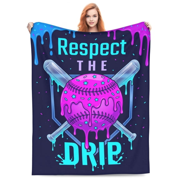 Baseball Ice Cream Drip Blanket, Baseball Sports Throw Blanket Ice ...