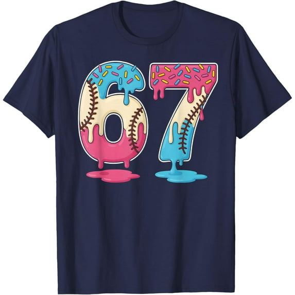 Baseball Ice Cream Drip Meme Six Seven Funny T-Shirt - Walmart.com